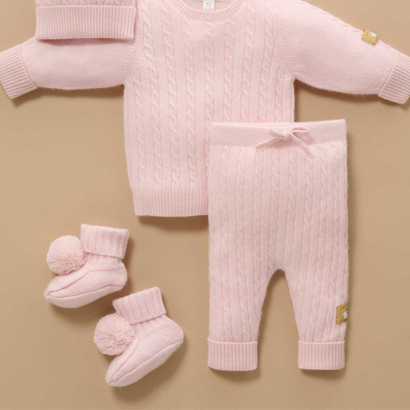 Purebaby Organic Cashmere Booties Pink – Little Suite
