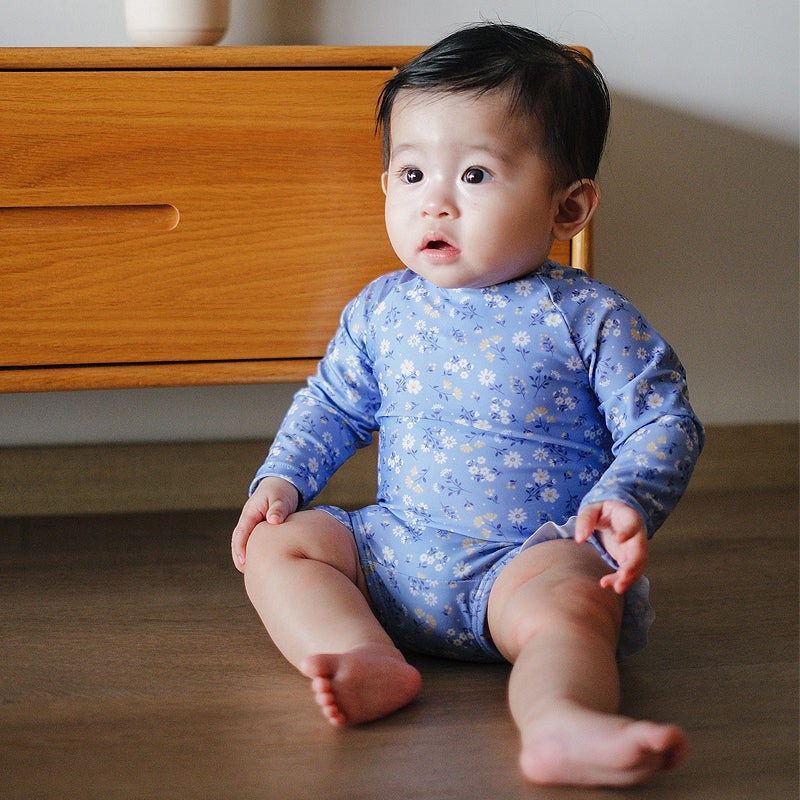 Purebaby Organic Long Sleeve Swimsuit Blue Daisy – Little Suite