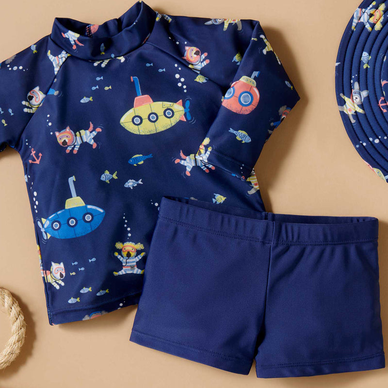 Purebaby Printed L/S Rashie Set Submarine Print – Little Suite