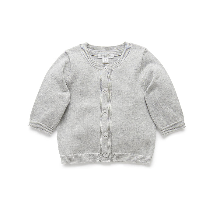 Purebaby Organic Essentials Cardigan in Pale Grey Melange – Little Suite