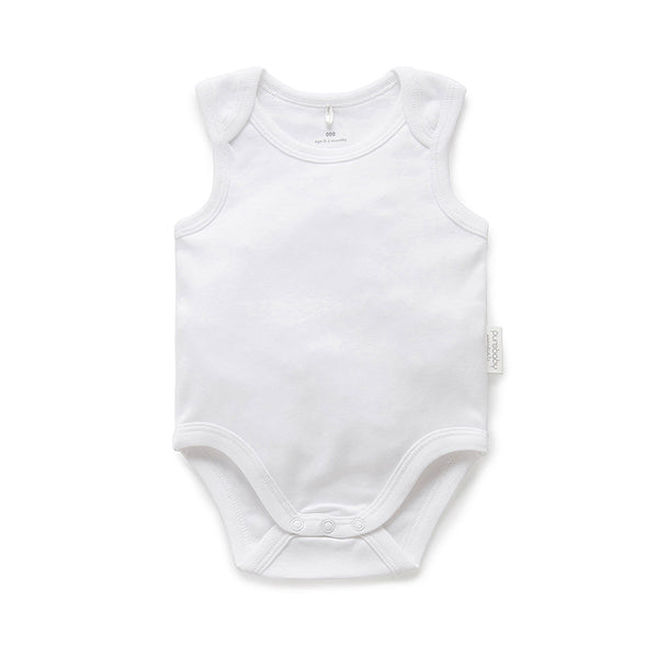 Purebaby Essentials Singlet Bodysuit White - Little Suite